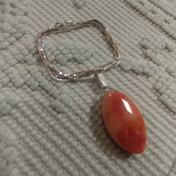 Jewelry | Salmon Colored Stone Sterling 24 Long Necklace | Poshmark